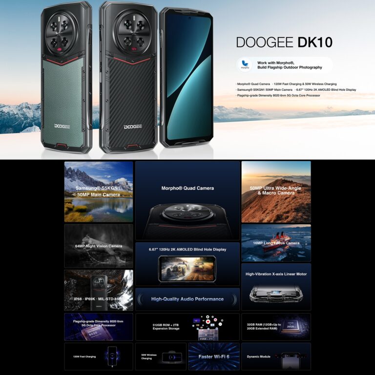 Doogee Dark-10 DK10 5G Rugged Phone, Android 13, 12-32GB+512GB Black ...